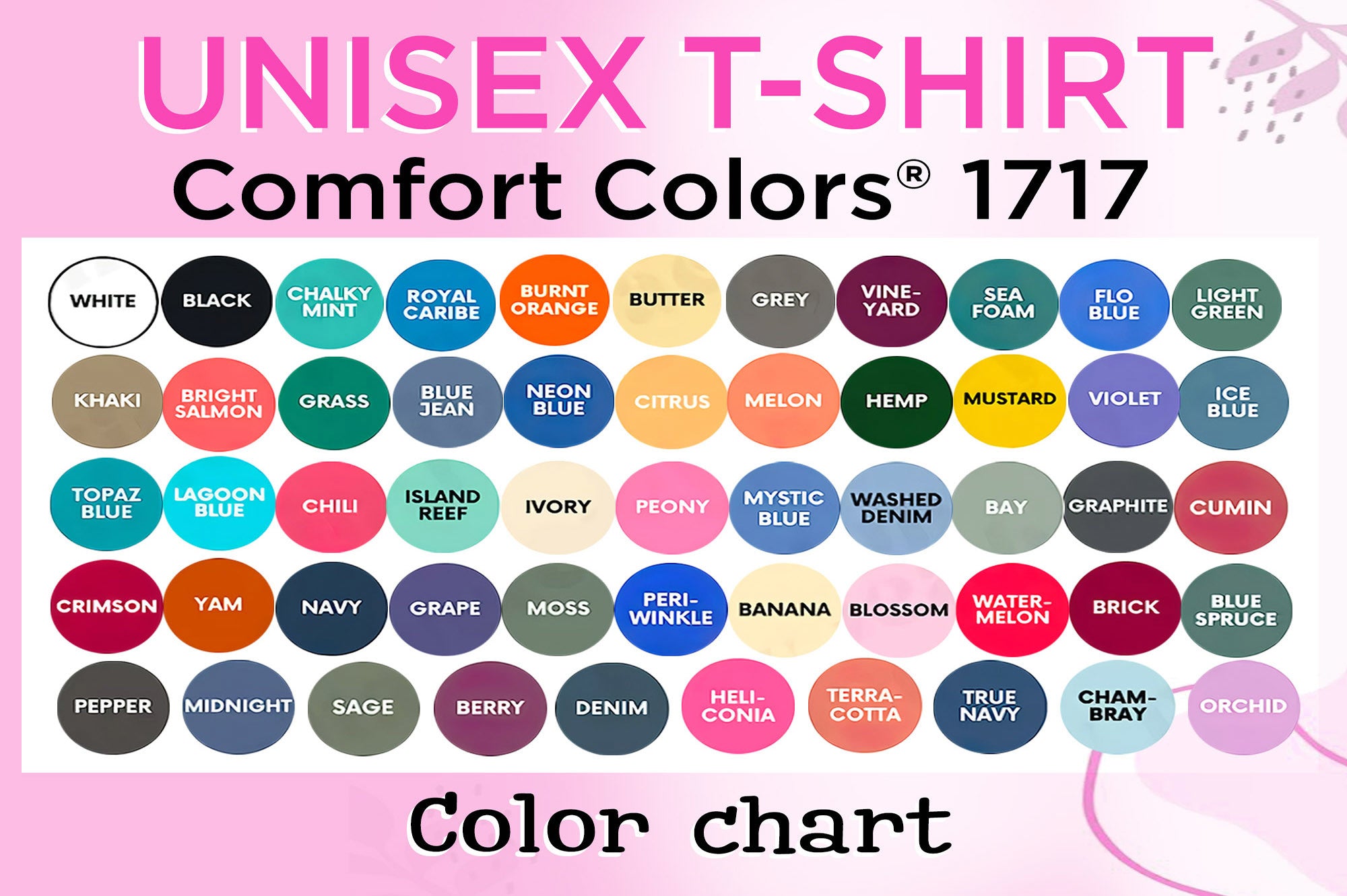Comfort Color Color Chart – Dream Work Designz